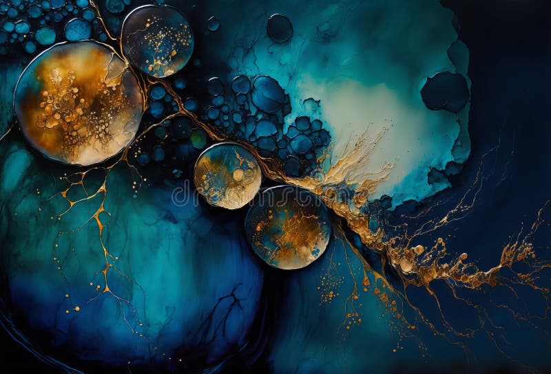 Beautiful Abstract Fluid Art Background Texture. Ink and Gold Mixed ...