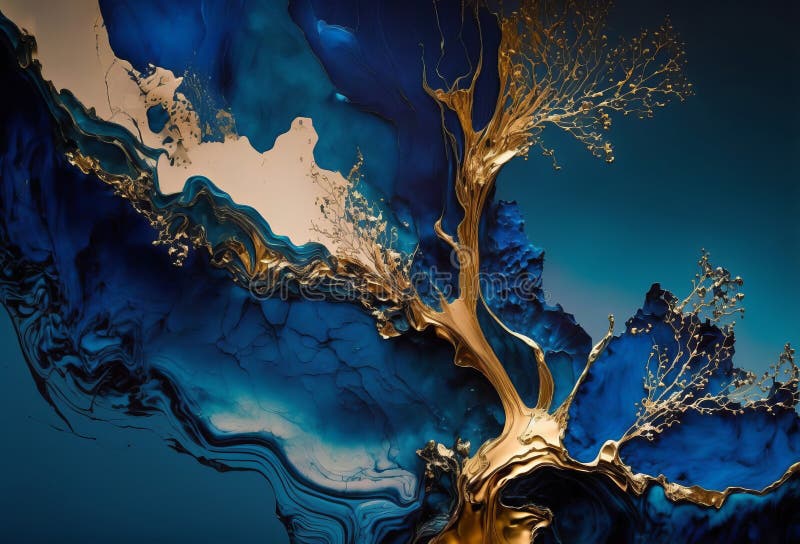 Beautiful Abstract Fluid Art Background Texture. Ink and Gold Mixed ...