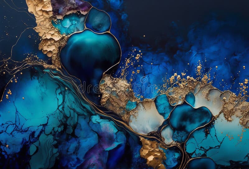 Beautiful Abstract Fluid Art Background Texture. Ink and Gold Mixed ...