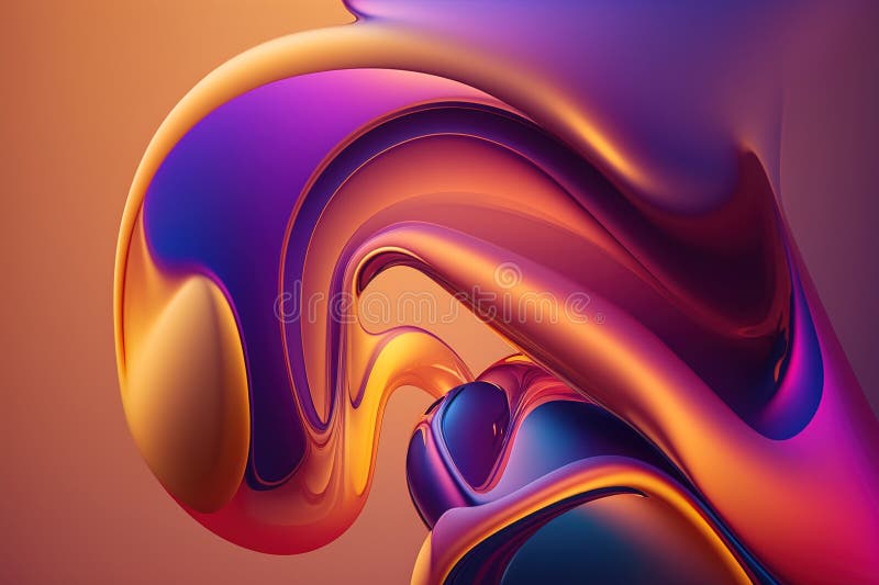 Abstract Fluid 3d Render Holographic Iridescent Neon Curved Wave in Motion Dark Background ...