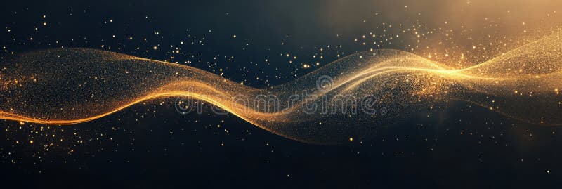 A Beautiful Abstract Golden Wave Flows Gracefully Across a Dark ...