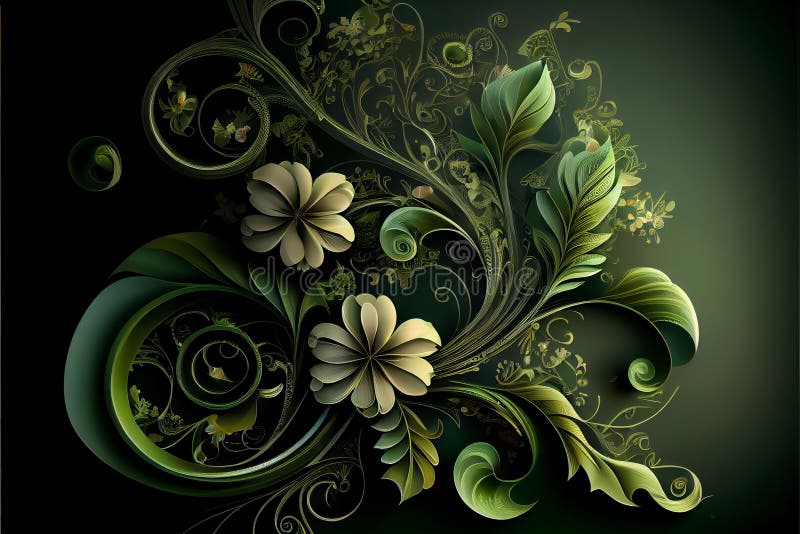 Beautiful Abstract Green Floral Design. Generative AI Stock ...