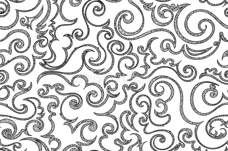 Beautiful Abstract Handwritten Vector Seamless Pattern with Figured ...