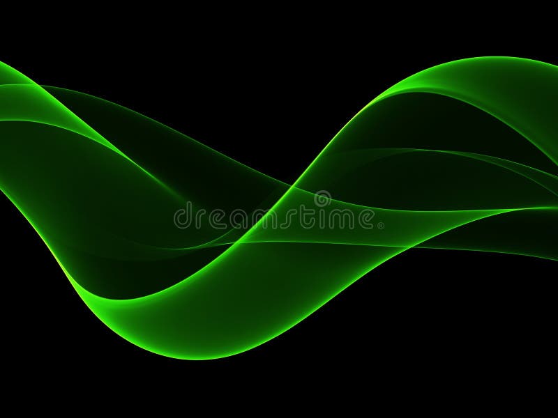 Abstract Light Green Wave on Black Background Stock Illustration ...