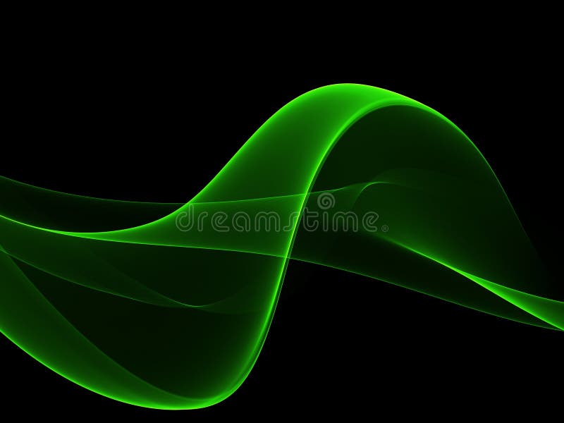 Abstract Light Green Wave on Black Background Stock Illustration ...
