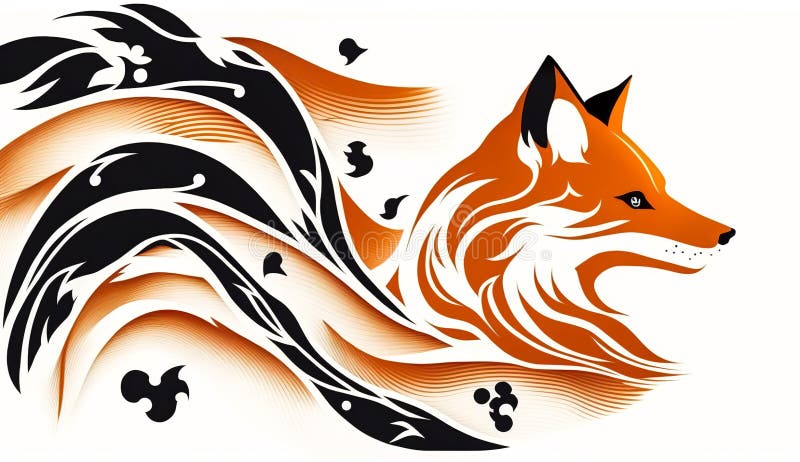 Beautiful Abstract Orange Fox on a White Background, Generative AI ...