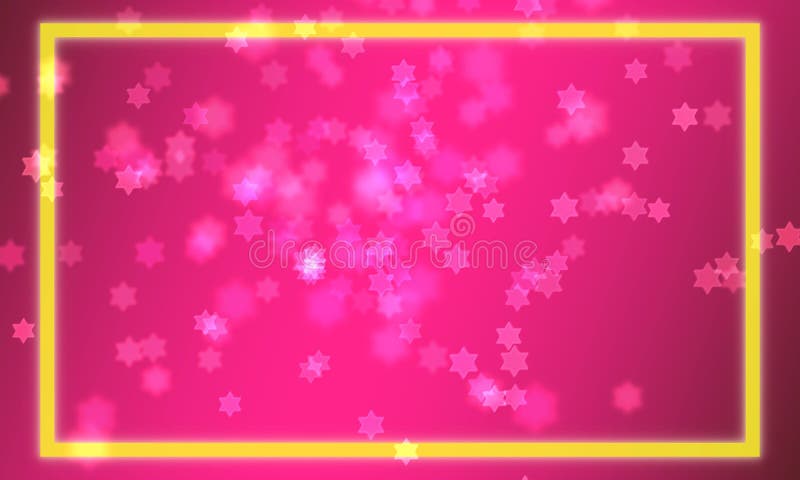 Beautiful Abstract Pink Background with Blurry Stars and Yellow Frame ...