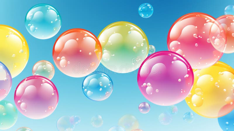 Beautiful Abstract Rainbow Soap Bubbles Floating on Gradient Blue ...
