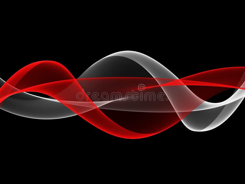 Abstract Red and White Light Waves on Black Background Stock ...