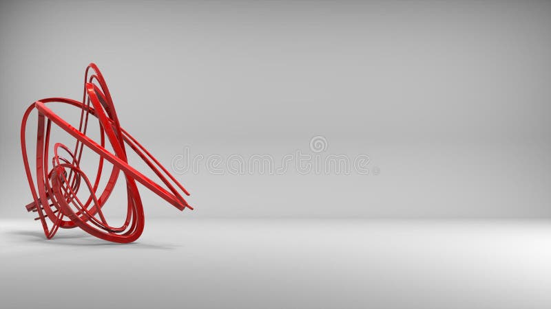 Beautiful Abstract Red Wire Sculpture Stock Illustration - Illustration ...
