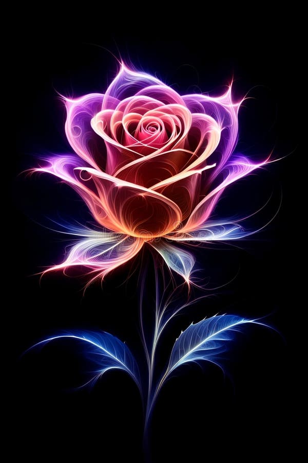 Beautiful Abstract Rose Glows in the Dark Stock Photo - Image of ...
