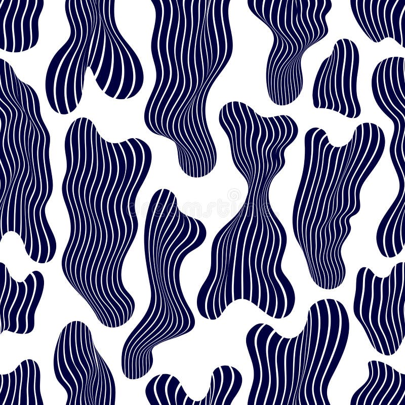 Beautiful Abstract Shapes Flowing Seamless Vector Background, Stripy ...