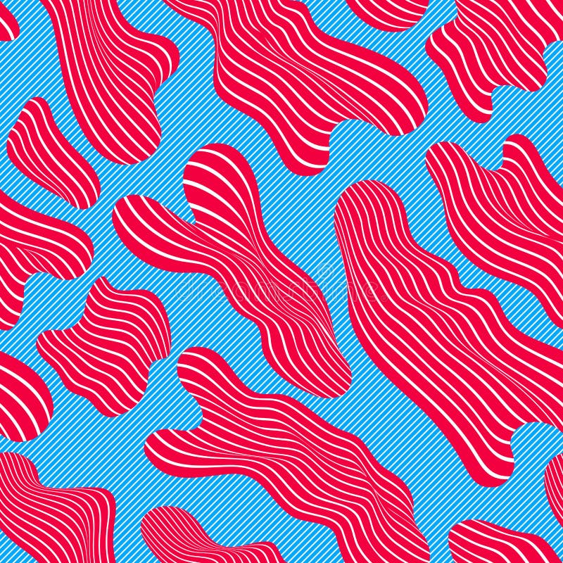Beautiful Abstract Shapes Flowing Seamless Vector Background, Stripy ...