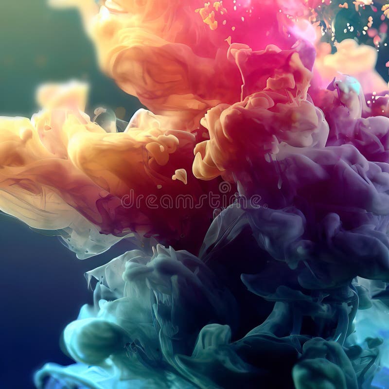 Beautiful Abstract Soft Colorful Ink Splash in Water. Generative AI ...