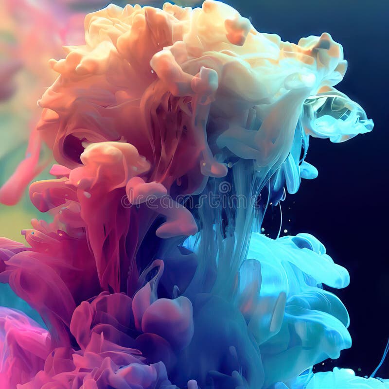 Beautiful Abstract Soft Colorful Ink Splash in Water. Generative AI ...