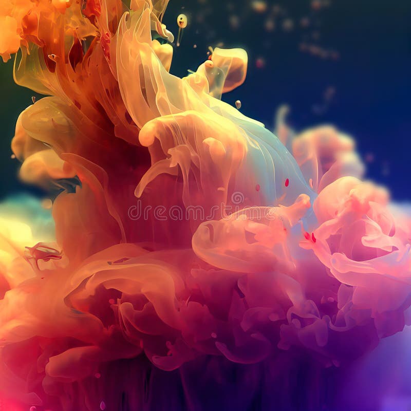Beautiful Abstract Soft Colorful Ink Splash in Water. Generative AI ...