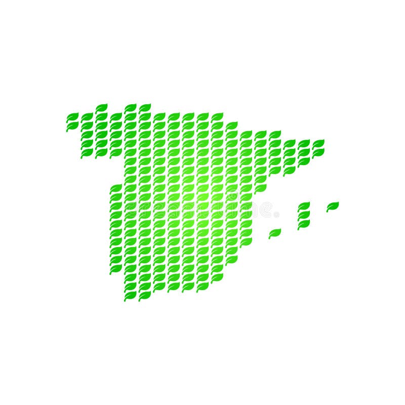 Abstract Spain Map Formed by Leaf Shapes Stock Illustration ...