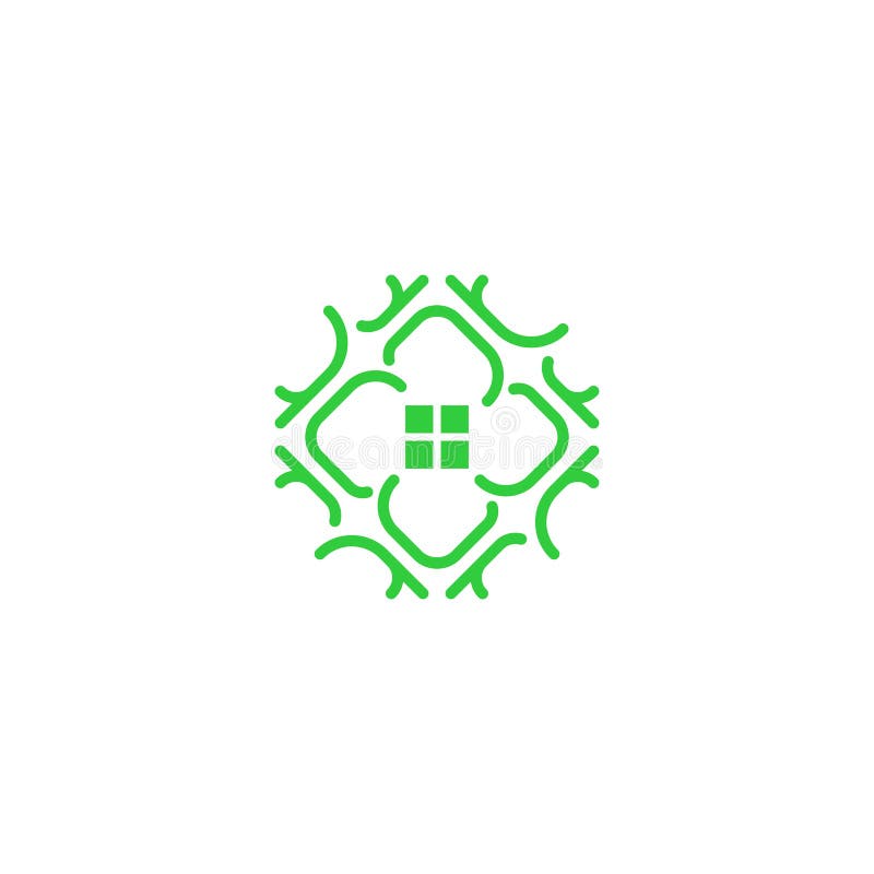 Beautiful Abstract Tree Root or Twig House. Vector Logo Icon Template ...