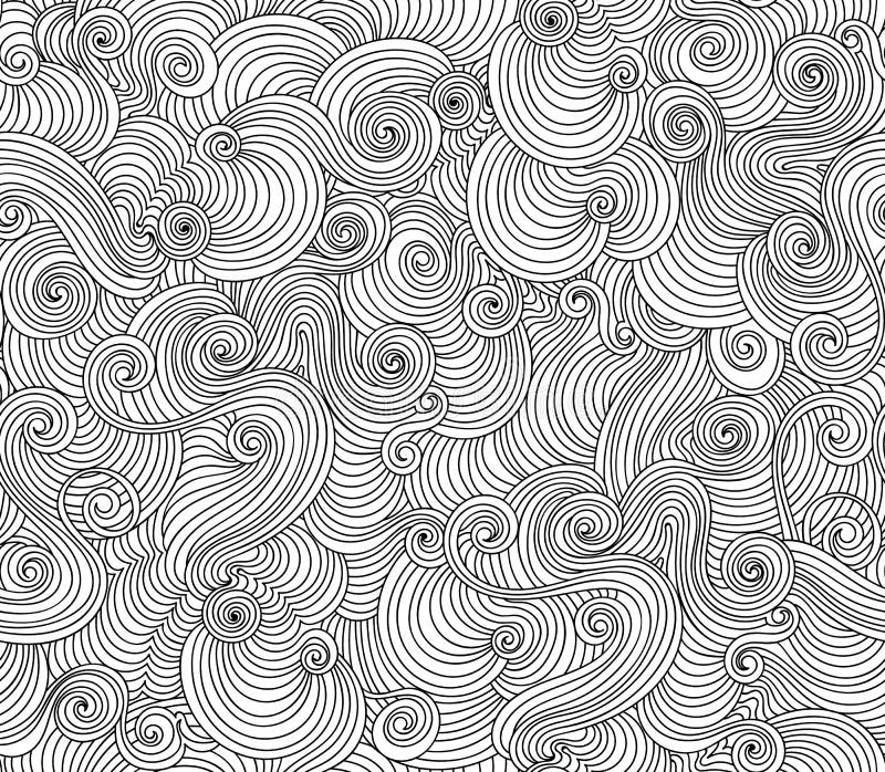 Beautiful Abstract Vector Seamless Pattern with Curling Wavy Lines, Sea ...