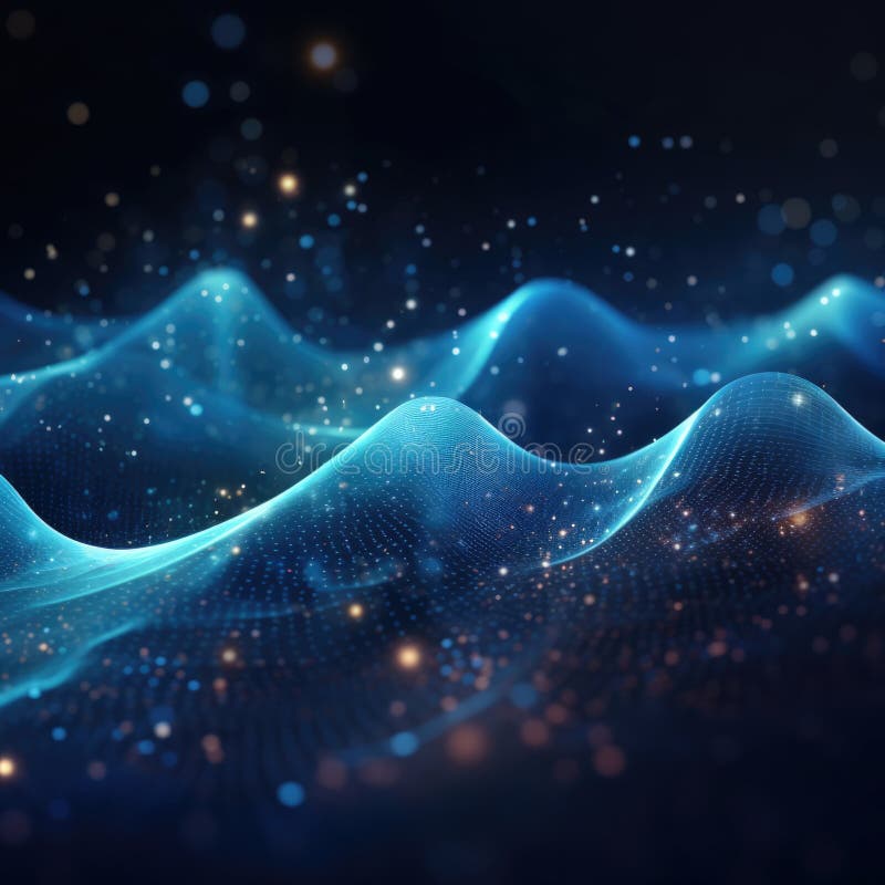 Beautiful Abstract Wave Technology Background with Blue Light Digital ...