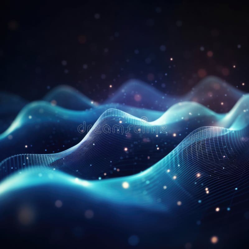 Beautiful Abstract Wave Technology Background with Blue Light Digital ...