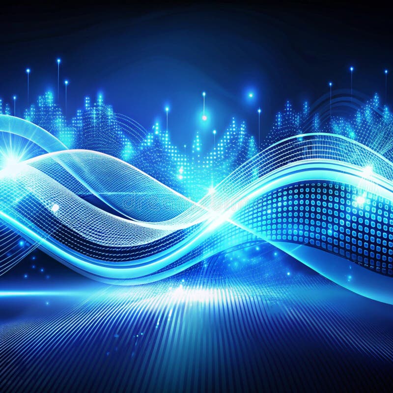 Beautiful Abstract Wave Technology Background Stock Illustration ...