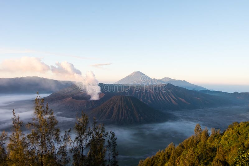Active Mount Bromo - Java, Indonesia Stock Photo - Image of morni ...