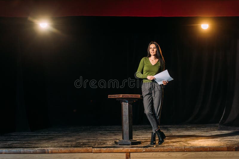 Actress Performing Role on Stage in Stock Photo - Image of performing ...