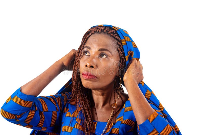 Beautiful Adult Businesswoman Tying Her Scarf On Her Head Stock Image
