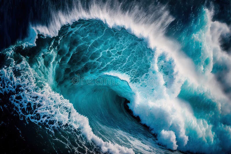 Beautiful Aerial Shot of a Wave Crashing in a Stormy Blue Ocean Stock ...