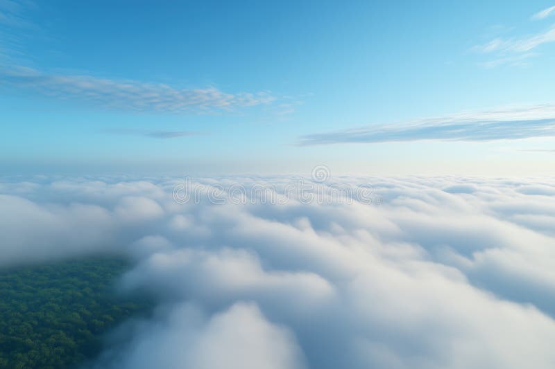 Beautiful Aerial View Above Clouds with Blue Sky Stock Illustration ...