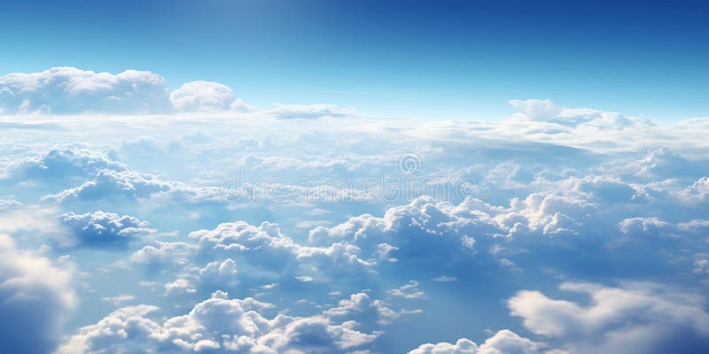 Beautiful Aerial View Above Clouds with Blue Sky. 3d Illustration Stock ...