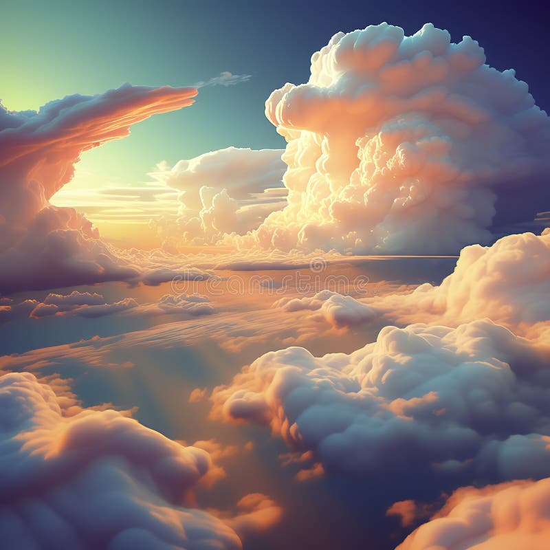 Beautiful Aerial View Above Clouds on a Sunny Day. Stock Illustration ...
