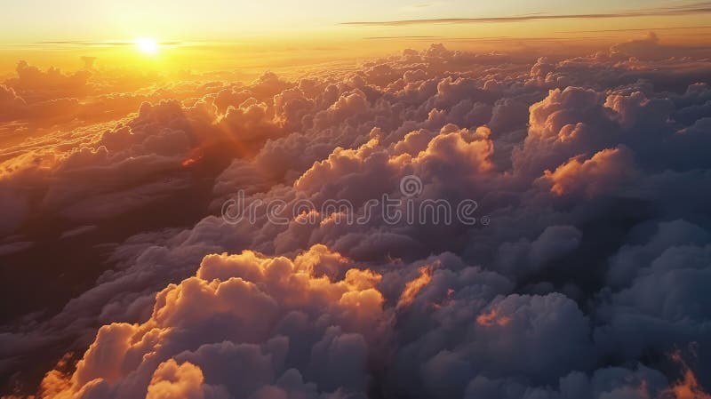Beautiful Aerial View Above Clouds at Sunset, Beautiful Cloudscape ...
