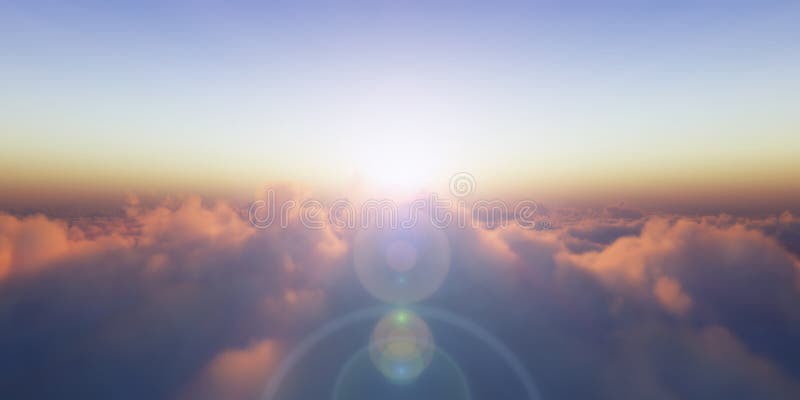 Beautiful Aerial View Above Clouds with Sunset Stock Illustration ...