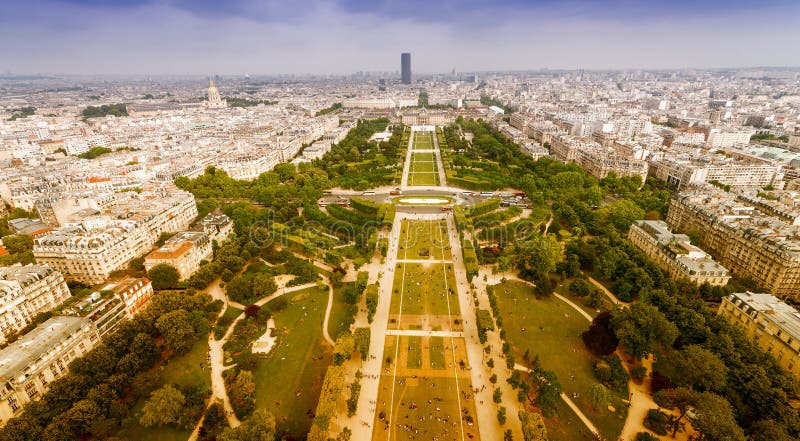 Beautiful Aerial View of Paris with Buildings and Parks Stock Photo ...