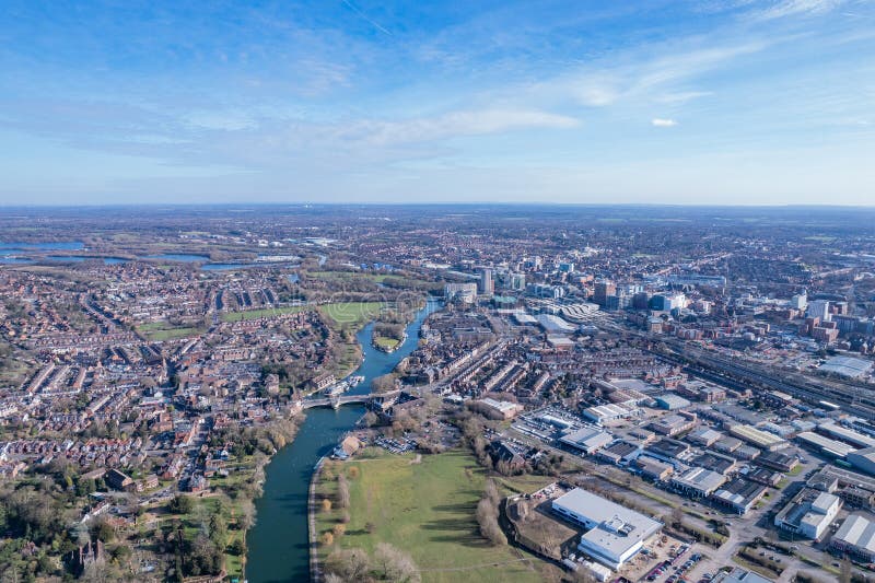 Beautiful Aerial View of the Reading, Berkshire, England Stock Photo ...