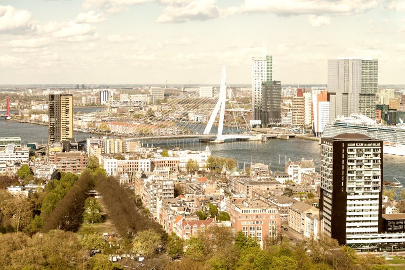 Beautiful Aerial View of Rotterdam Skyline Stock Image - Image of ...