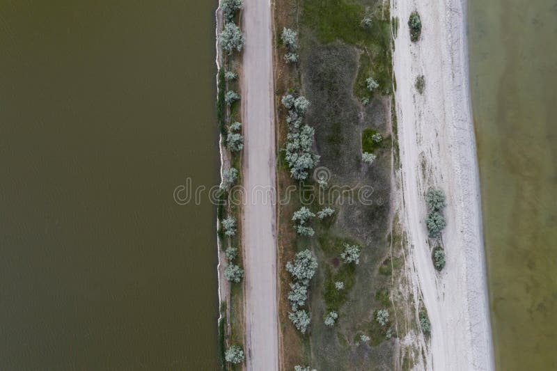 Aerial View of Spit in River on Cloudy Day Stock Photo - Image of ...