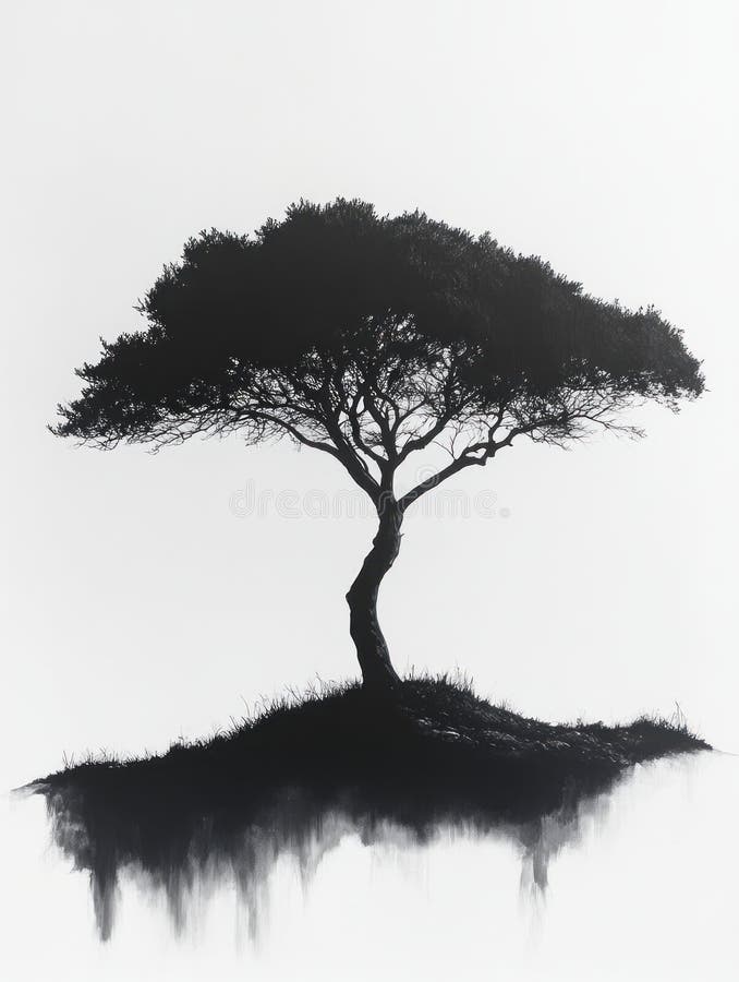 Aesthetic Tree Minimal Artwork Stock Illustration - Illustration of ...