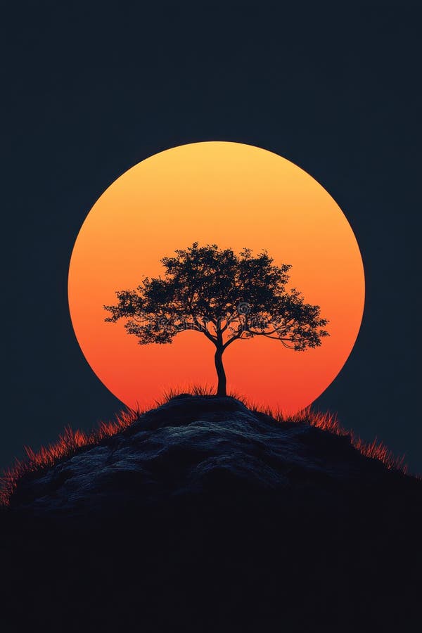 Aesthetic Tree Minimal Artwork Stock Illustration - Illustration of ...