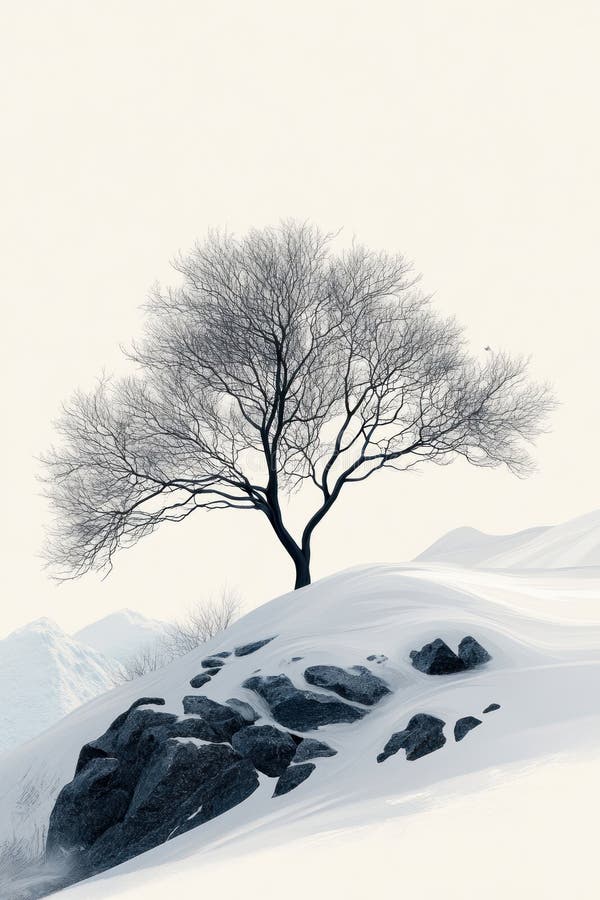 Aesthetic Tree Minimal Artwork Stock Illustration - Illustration of ...