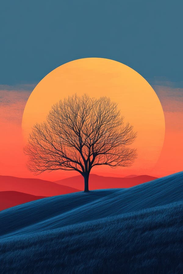 Aesthetic Tree Minimal Artwork Stock Illustration - Illustration of ...