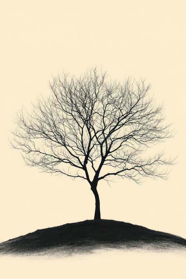 Aesthetic Tree Minimal Artwork Stock Illustration - Illustration of ...