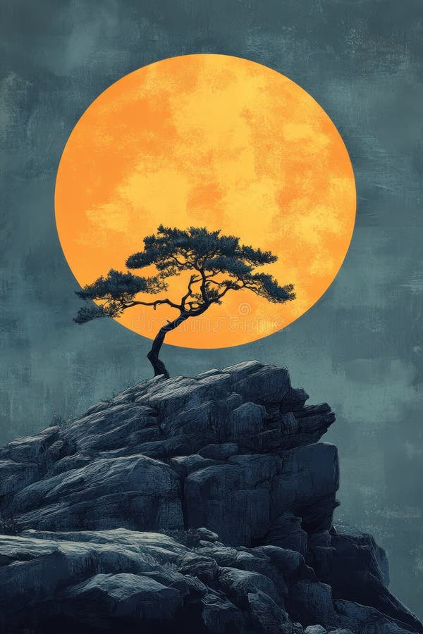 Aesthetic Tree Minimal Artwork Stock Illustration - Illustration of ...