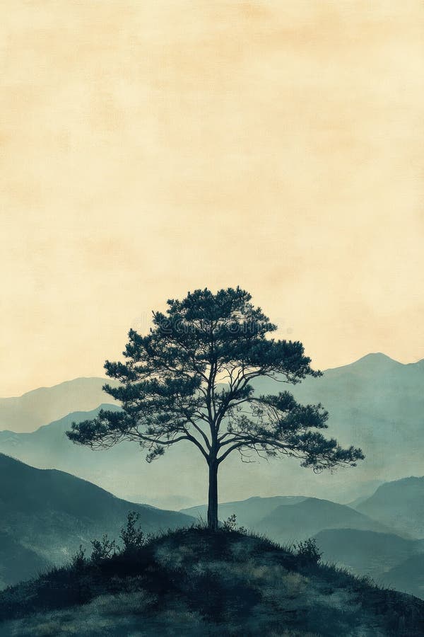 Aesthetic Tree Minimal Artwork Stock Illustration - Illustration of ...