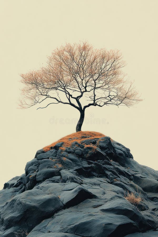 Aesthetic Tree Minimal Artwork Stock Illustration - Illustration of ...