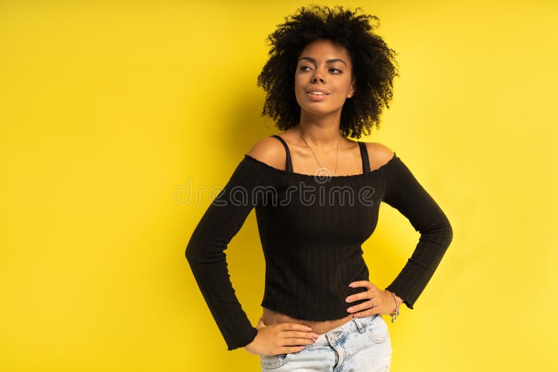 Beautiful African American Female Model Posing in Studio. Stock Image ...