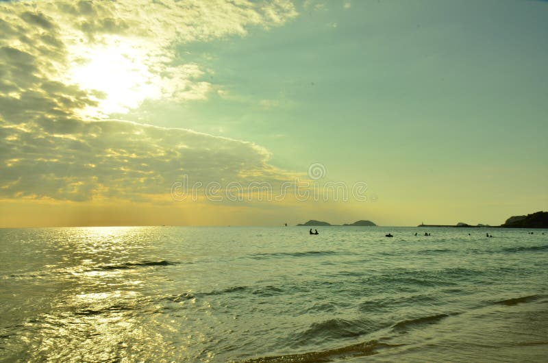 Beautiful Afternoon Sea View with Sandy Beach Stock Photo - Image of ...