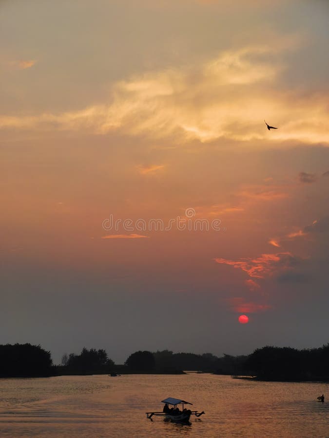 Beautiful afternoon sunset stock image. Image of boat - 222502047